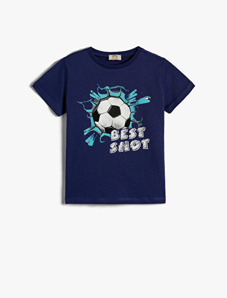 Koton Erkek Çocuk Futbol Topu Baskılı Kısa Kollu Tişört Pamuklu