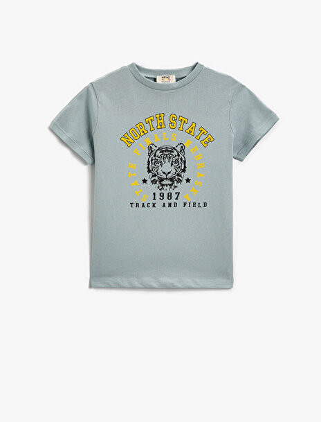 Koton Erkek Çocuk Hayvan Baskılı Kısa Kollu Tişört Pamuklu