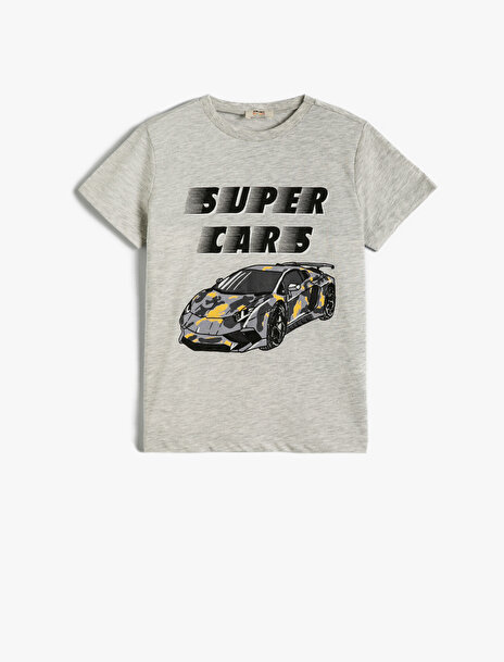 Koton Erkek Çocuk Araba Baskılı Kısa Kollu Tişört Pamuklu