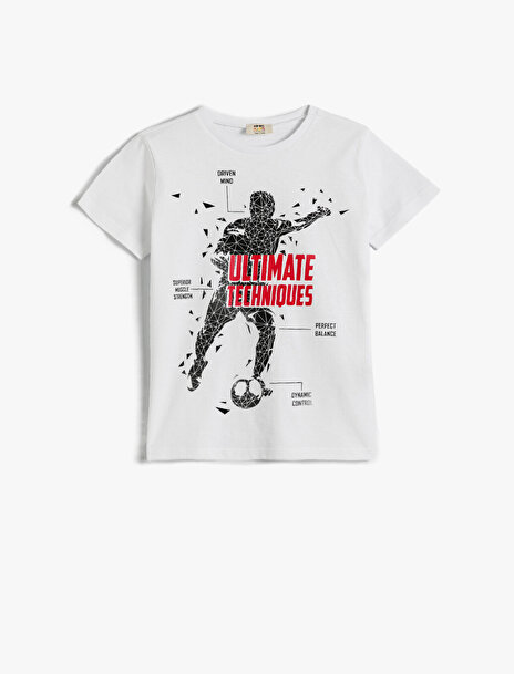 Koton Erkek Çocuk Futbol Baskılı Kısa Kollu Tişört Pamuklu