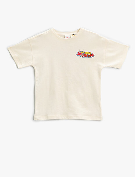Koton Erkek Çocuk Sırtı Spider Man Baskılı Tişört Lisanslı Kısa Kollu Pamuklu