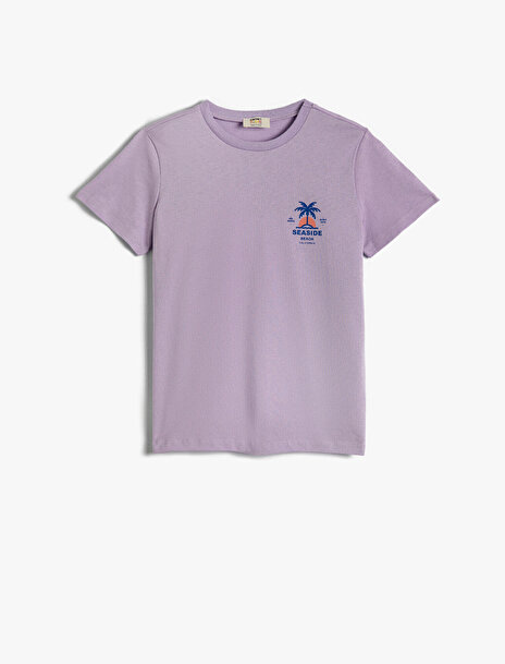 Koton Erkek Çocuk Palmiye Baskılı Kısa Kollu Tişört Pamuklu