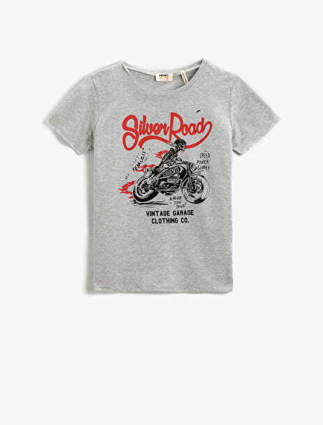Koton Erkek Çocuk Motosiklet Baskılı Kısa Kollu Tişört