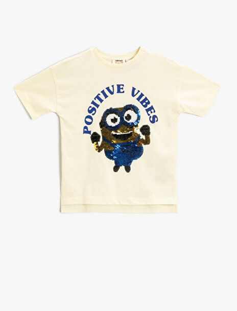 Koton Erkek Çocuk Minions Baskılı Tişört Lisanlı Pullu Payetli Kısa Kollu Pamuklu Koton Erkek Çocuk Minions Baskılı Tişört Lisanlı Pullu Payetli Kısa Kollu Pamuklu