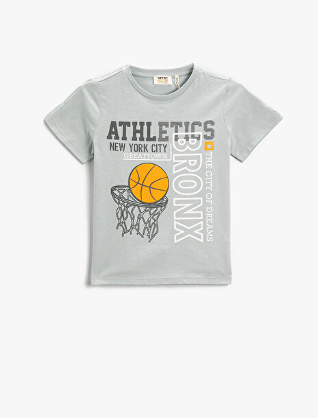 Koton Erkek Çocuk Baskılı Tişört Basketbol Temalı Bisiklet Yaka Kısa Kollu Pamuklu