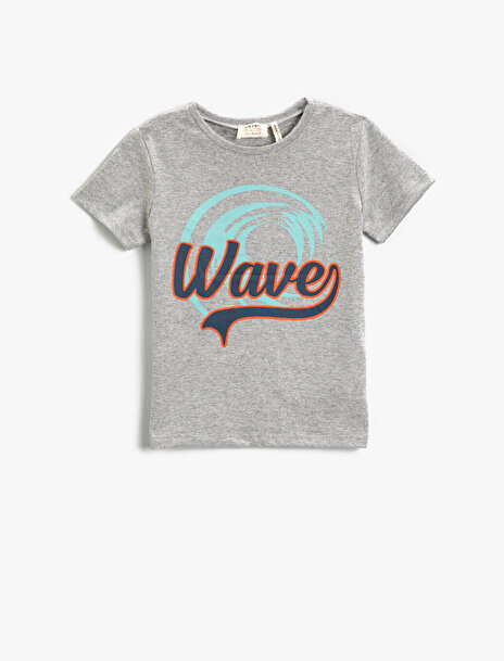 Koton Erkek Çocuk Yaz Temalı Baskılı Kısa Kollu Bisiklet Yaka Tişört