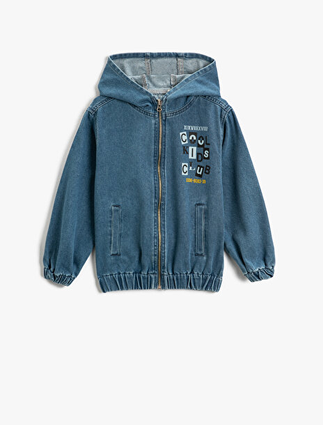 Koton Erkek Çocuk Kapşonlu Kot Ceket Uzun Kollu Fermuarlı Pamuklu