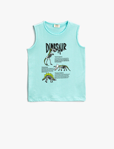 Koton Erkek Çocuk Dinozor Baskılı Atlet Bisiklet Yaka Pamuklu