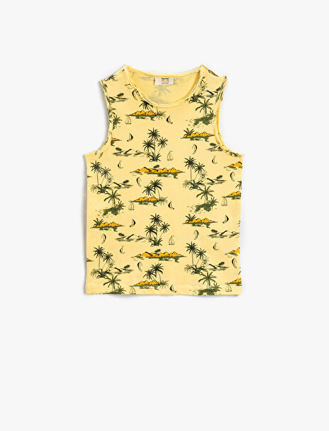 Koton Erkek Çocuk Palmiye Baskılı Atlet Bisiklet Yaka  Pamuklu