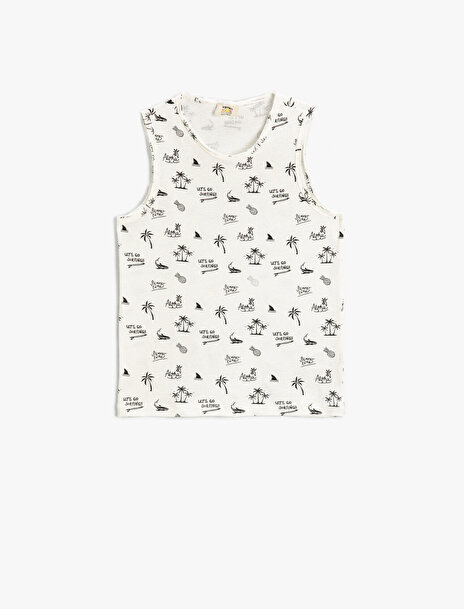 Koton Erkek Çocuk Palmiye Baskılı Atlet Bisiklet Yaka Pamuklu