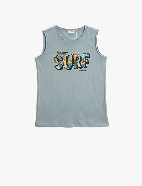 Koton Erkek Çocuk Slogan Baskılı Atlet Bisiklet Yaka Pamuklu