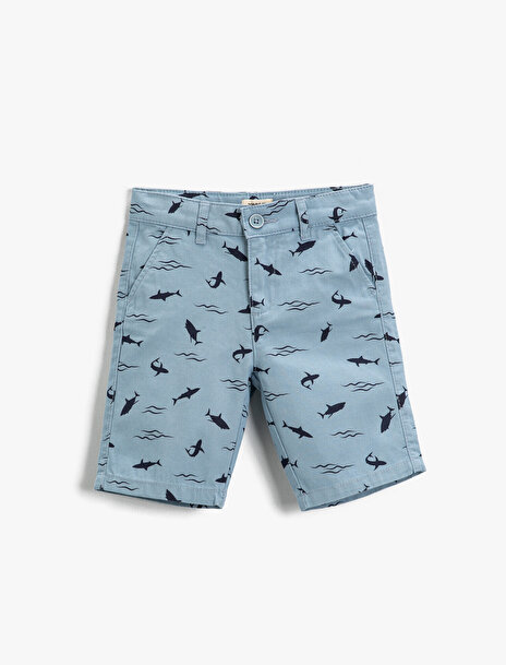 Koton Erkek Çocuk Köpek Balığı Baskılı Şort Cepli Pamuklu
