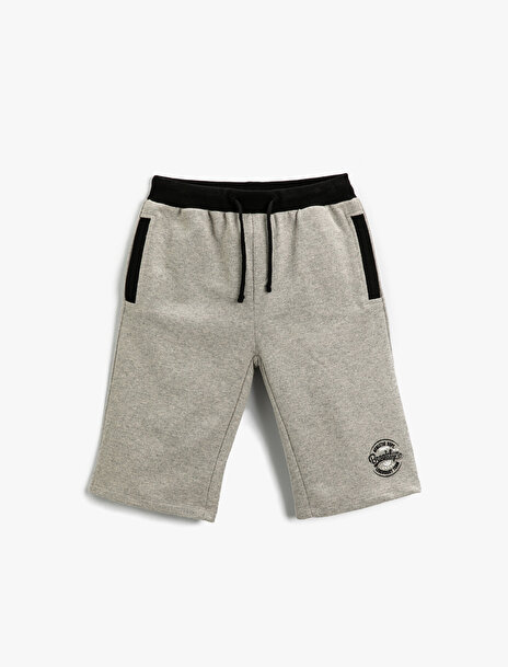 Koton Erkek Çocuk Slogan Baskılı Şort Pamuklu Beli Bağcıklı