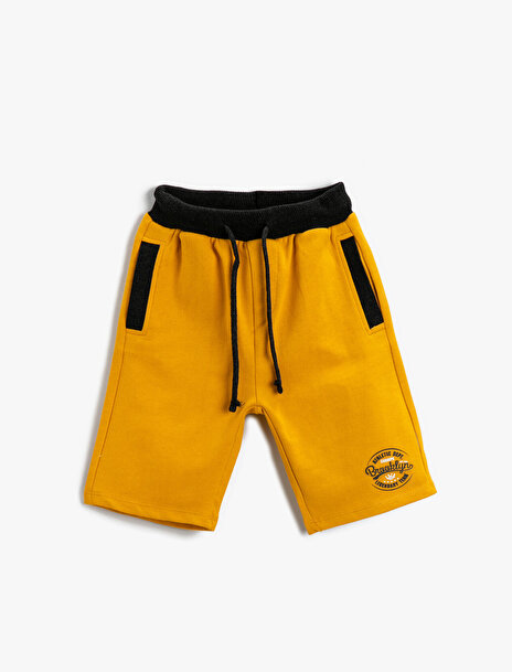 Koton Erkek Çocuk Slogan Baskılı Şort Pamuklu Beli Bağcıklı