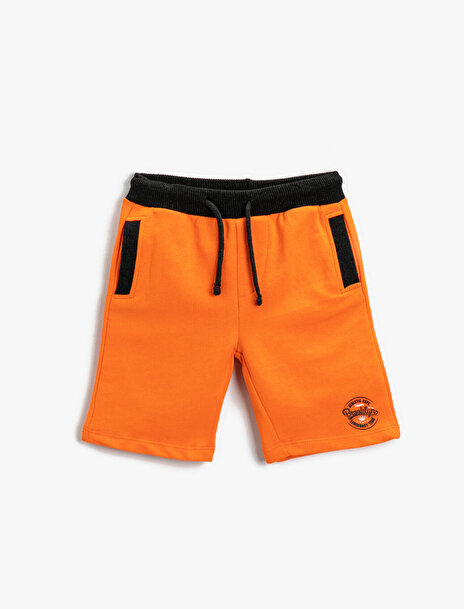 Koton Erkek Çocuk Slogan Baskılı Şort Pamuklu Beli Bağcıklı