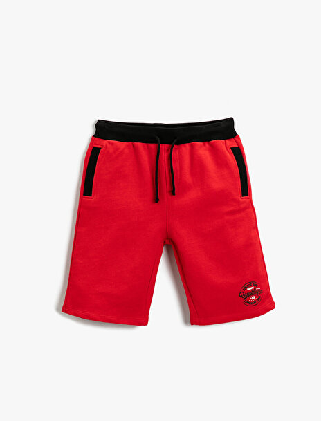 Koton Erkek Çocuk Slogan Baskılı Şort Pamuklu Beli Bağcıklı