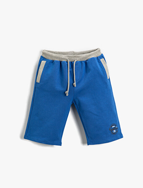 Koton Erkek Çocuk Slogan Baskılı Şort Pamuklu Beli Bağcıklı