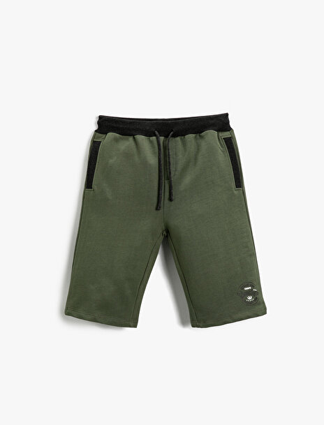 Koton Erkek Çocuk Slogan Baskılı Şort Pamuklu Beli Bağcıklı