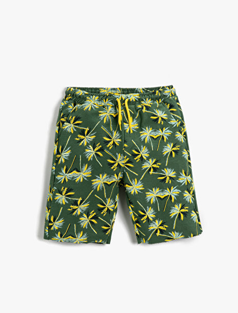 Koton Erkek Çocuk Palmiye Baskılı Şort Pamuklu Beli Bağcıklı