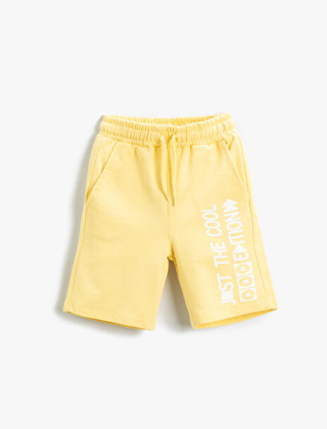 Koton Erkek Çocuk Beli Lastikli Baskılı Şort Diz üstü Pamuklu