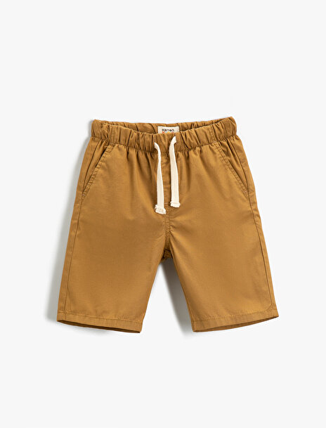 Koton Erkek Çocuk Beli Lastikli Slim Şort Diz üstü Pamuklu