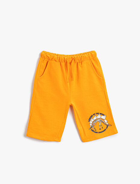 Koton Erkek Çocuk Dinozor Baskılı Şort Beli Lastikli Diz Üstü Pamuklu