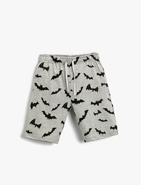Koton Erkek Çocuk Yarasa Baskılı Şort Pamuklu Beli Bağcıklı