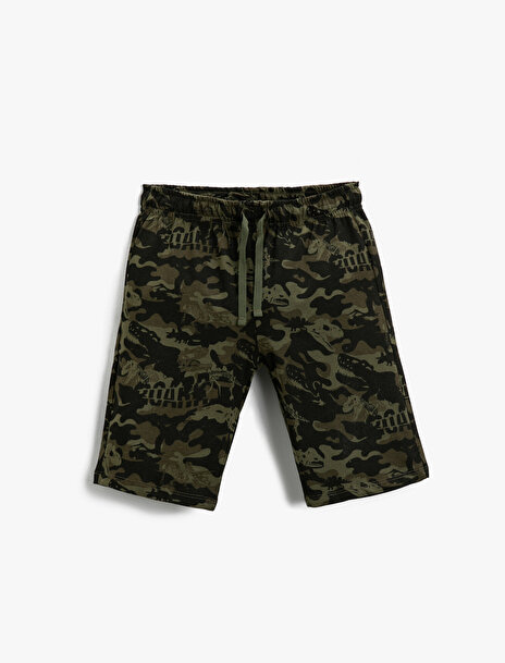 Koton Erkek Çocuk Dinozor Baskılı Şort Pamuklu Beli Bağcıklı