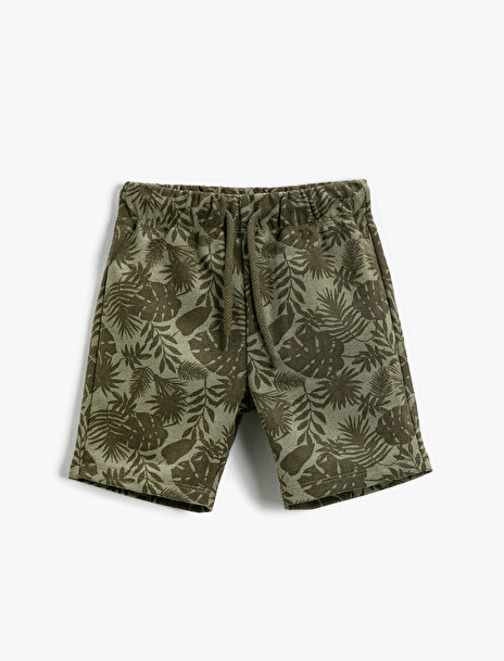 Koton Erkek Çocuk Yaprak Baskılı Şort Beli Bağcıklı