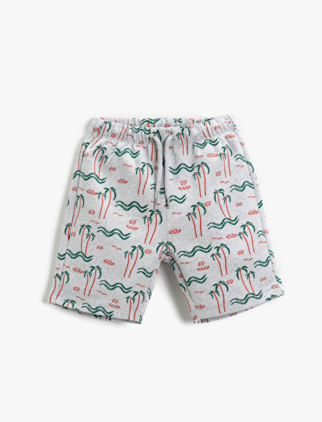 Koton Erkek Çocuk Yaz Temalı Baskılı Şort Beli Bağcıklı