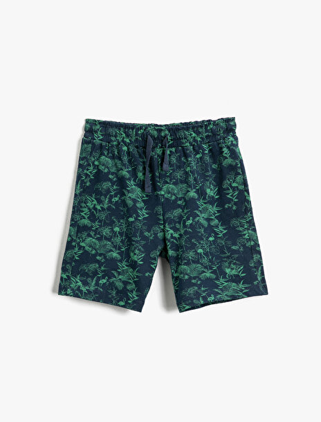 Koton Erkek Çocuk Çiçek Baskılı Şort Beli Lastikli Cepli Diz Üstü Pamuklu