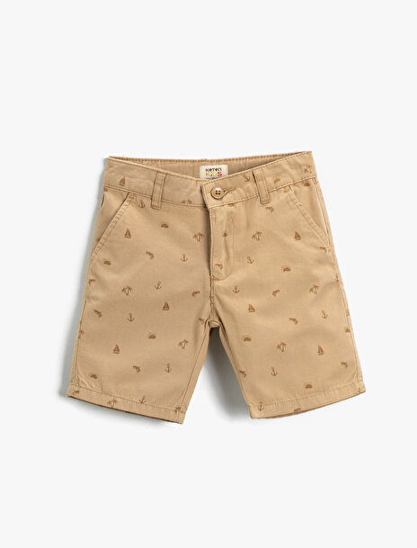 Koton Erkek Çocuk Yaz Temalı Baskılı Cepli Şort Pamuklu