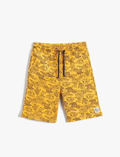Koton Erkek Çocuk Yaprak Baskılı Şort Pamuklu Beli Bağcıklı