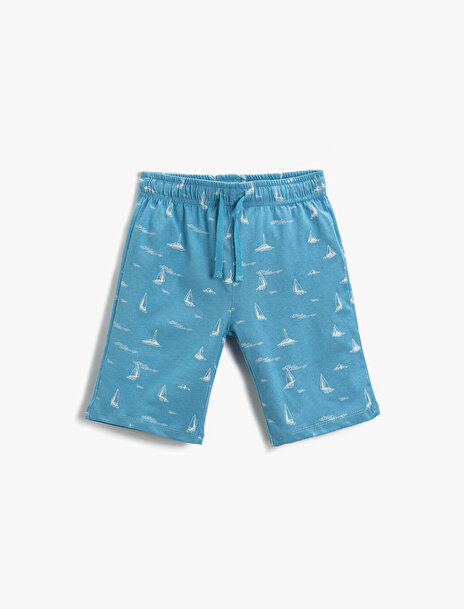 Koton Erkek Çocuk Yaz Temalı Baskılı Şort Pamuklu Beli Bağcıklı