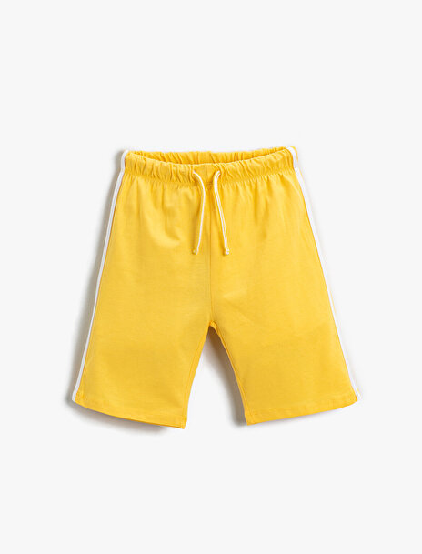 Koton Erkek Çocuk Basic Çizgili Şort Pamuklu Beli Bağcıklı