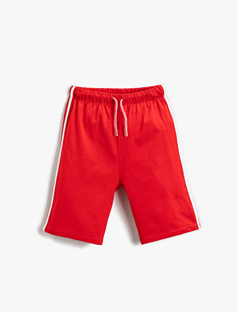 Koton Erkek Çocuk Basic Çizgili Şort Pamuklu Beli Bağcıklı