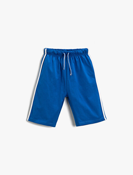 Koton Erkek Çocuk Basic Çizgili Şort Pamuklu Beli Bağcıklı