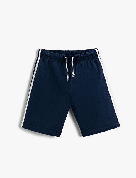 Koton Erkek Çocuk Basic Çizgili Şort Pamuklu Beli Bağcıklı