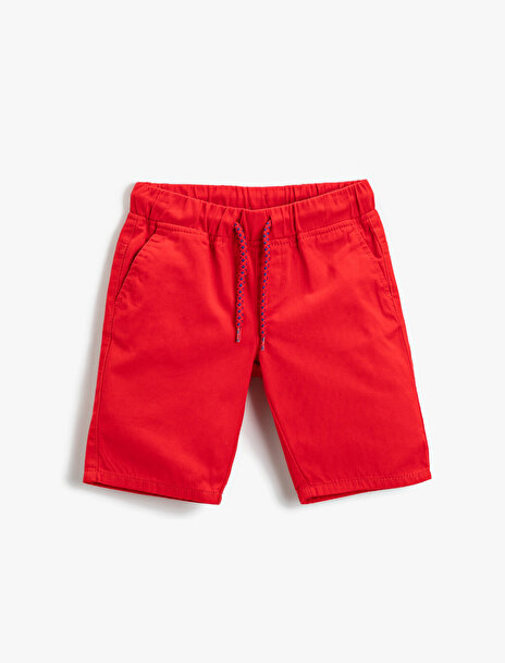 Koton Erkek Çocuk Beli Lastikli Cep Detaylı Şort Diz Üstü Pamuklu