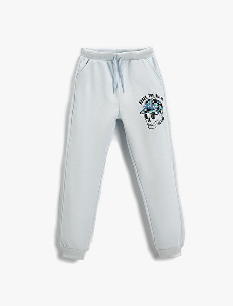 Koton Erkek Çocuk Kurukafa Baskılı Jogger Eşofman Altı Beli Bağcıklı Cepli