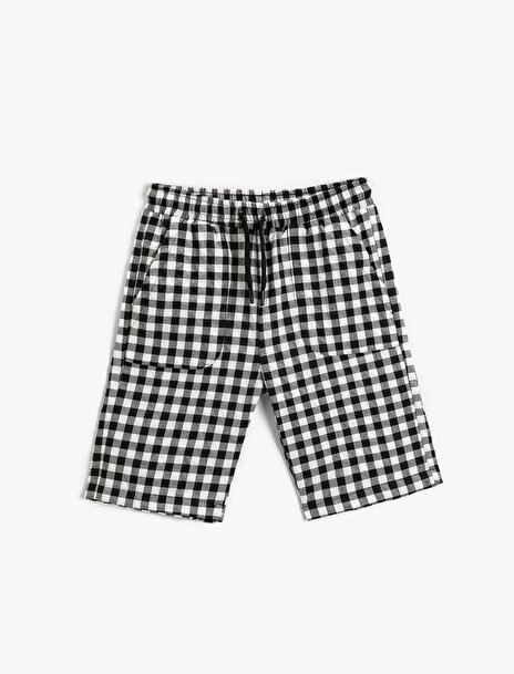 Koton Erkek Çocuk Beli Bağcıklı Ekose Şort Diz Üstü Koton Erkek Çocuk Beli Bağcıklı Ekose Şort Diz Üstü
