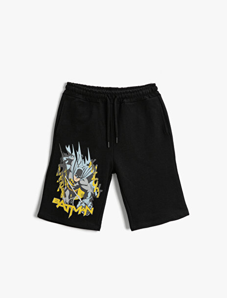 Koton Erkek Çocuk Batman Baskılı Şort Lisanslı Beli Bağlamalı Lastikli