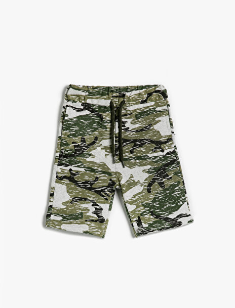 Koton Erkek Çocuk Kamuflaj Desenli Şort Beli Bağcıklı