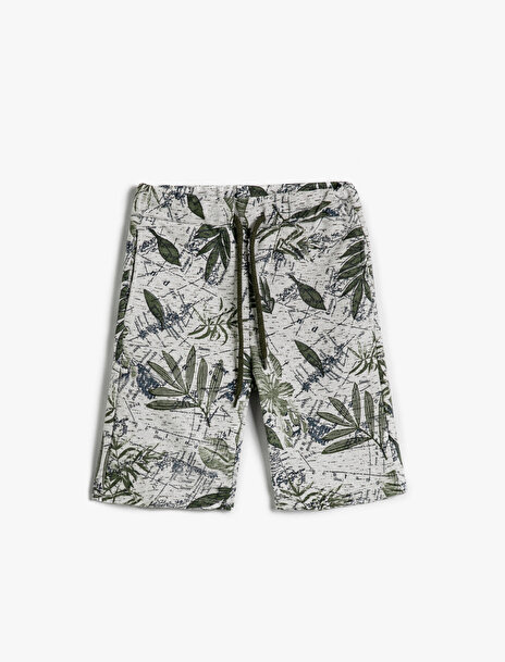 Koton Erkek Çocuk Yaprak Baskılı Şort Beli Bağcıklı