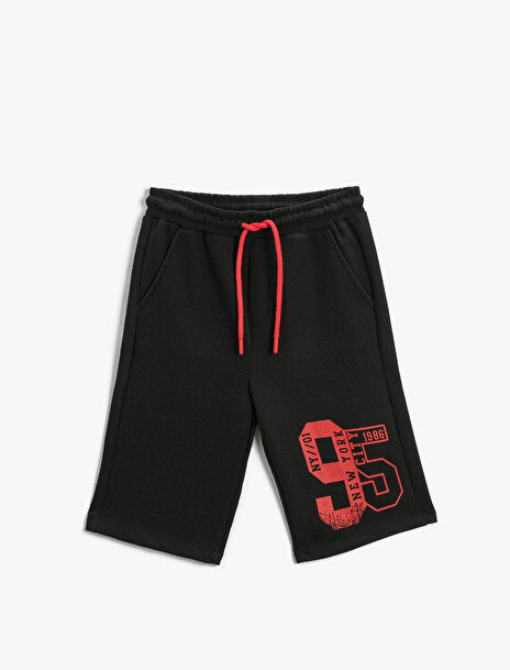 Koton Erkek Çocuk Baskılı Beli Lastikli Şort Diz Üstü Cepli