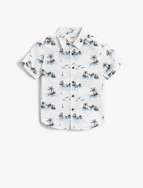 Koton Erkek Çocuk Palmiye Desenli Gömlek Kısa Kollu Tek Cepli Düğmeli Pamuklu Koton Erkek Çocuk Palmiye Desenli Gömlek Kısa Kollu Tek Cepli Düğmeli Pamuklu