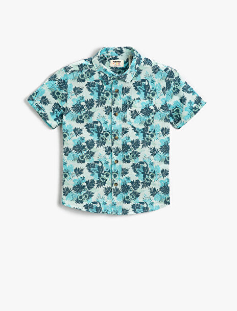 Koton Erkek Çocuk Yaz Temalı Baskılı Kısa Kollu Gömlek Pamuklu