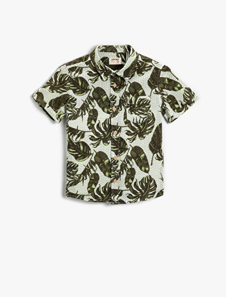 Koton Erkek Çocuk Çiçek Desenli Cep Detaylı Pamuklu Gömlek
