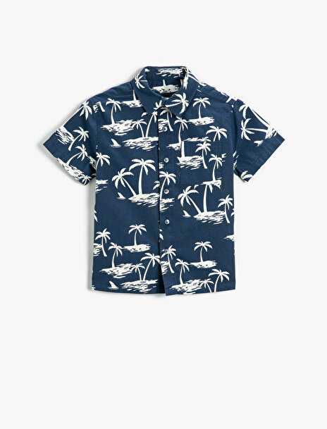 Koton Erkek Çocuk Palmiye Baskılı Kısa Kollu Gömlek Pamuklu