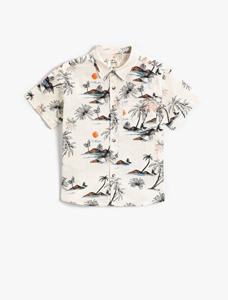 Koton Erkek Çocuk Yaz Temalı Palmiye ve Issız Ada Baskılı Gömlek Pamuklu Koton Erkek Çocuk Yaz Temalı Palmiye ve Issız Ada Baskılı Gömlek Pamuklu